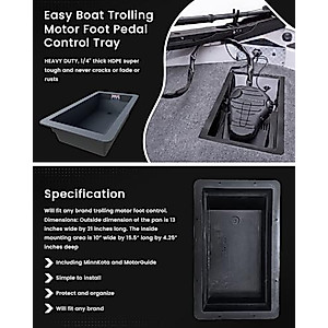 bullke (USA MADE) Easy Boat Trolling Motor Foot Pedal Control Tray Recessed Pan Universal design fits most has predrilled mounting holes is heavy duty and UV protected Strongest and most Durable.