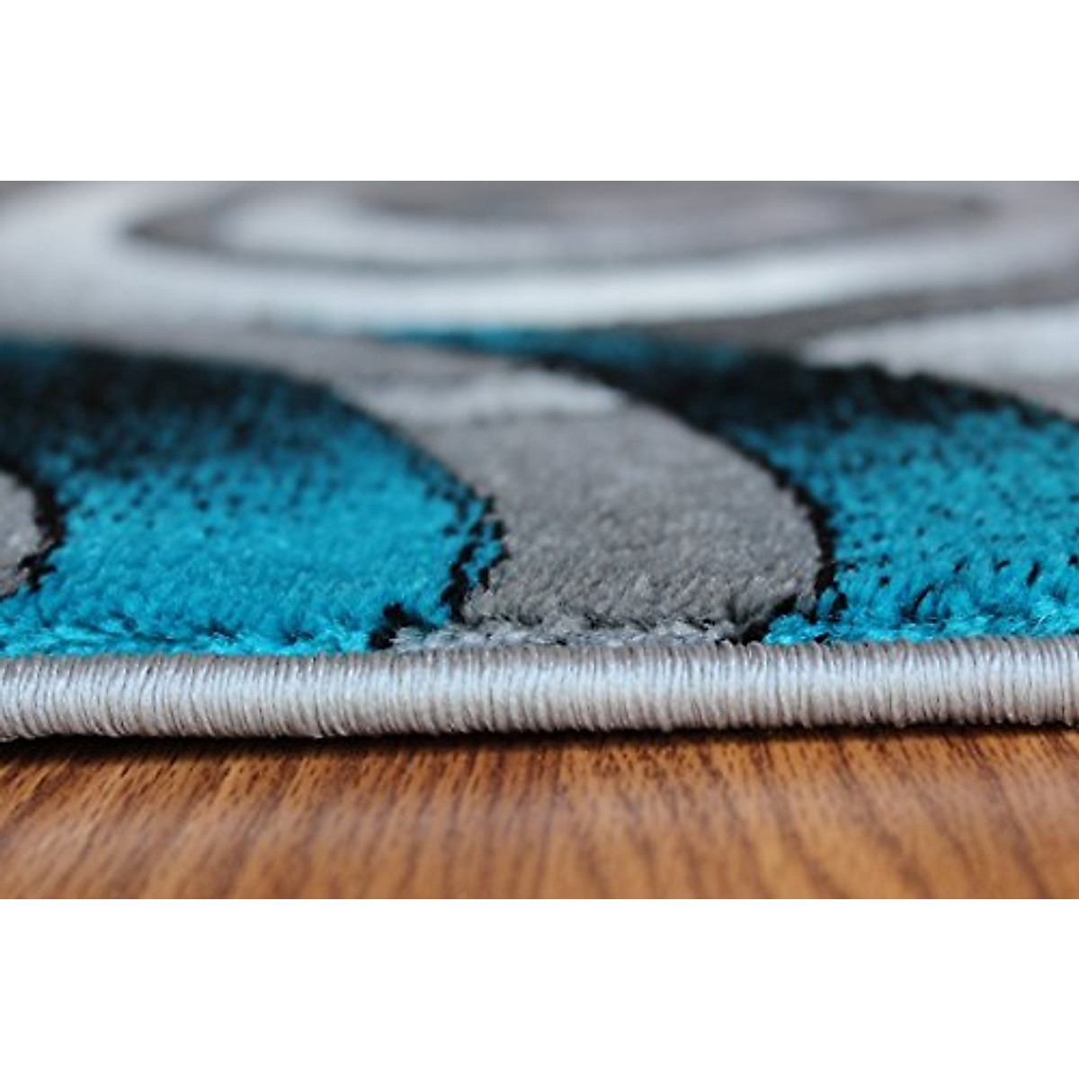 Masada Rugs, Turquoise Grey Modern Contemporary Woven Area Rug, Hand Carved (5 Feet X 7 Feet, Turquoise)