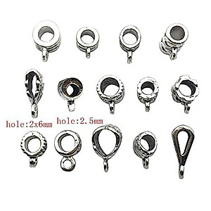 iloveDIYbeads 100g (About 125pcs) Mixed Tibetan Tube, Spacer Bail Bead Hanger Fit Charm European Bracelet Pendant (Antique Silver), 125