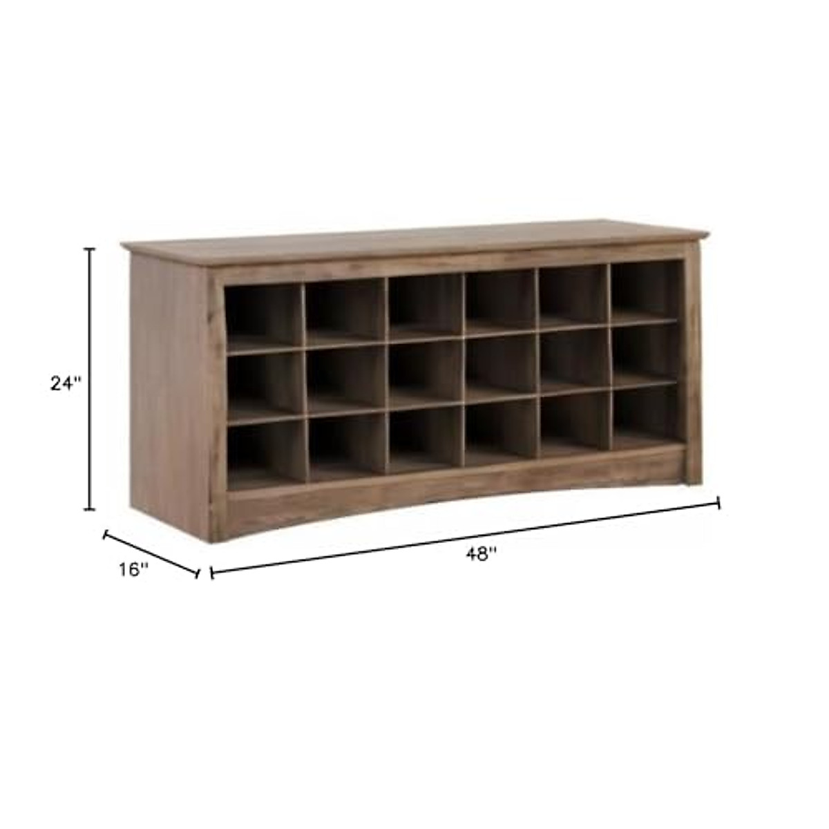 Prepac Entryway Shoe Cubbie Bench, Drifted Gray & 48" Wide Hanging Entryway Shelf, Drifted Gray