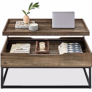 Best Choice Products 44in Lift Top Coffee Table, Large Adjustable Elevated Tabletop Furniture for Living Room, Office, Bonus Room w/Tray Edge Surface, Wood-Grain Finish, Hidden Storage - Gray Oak