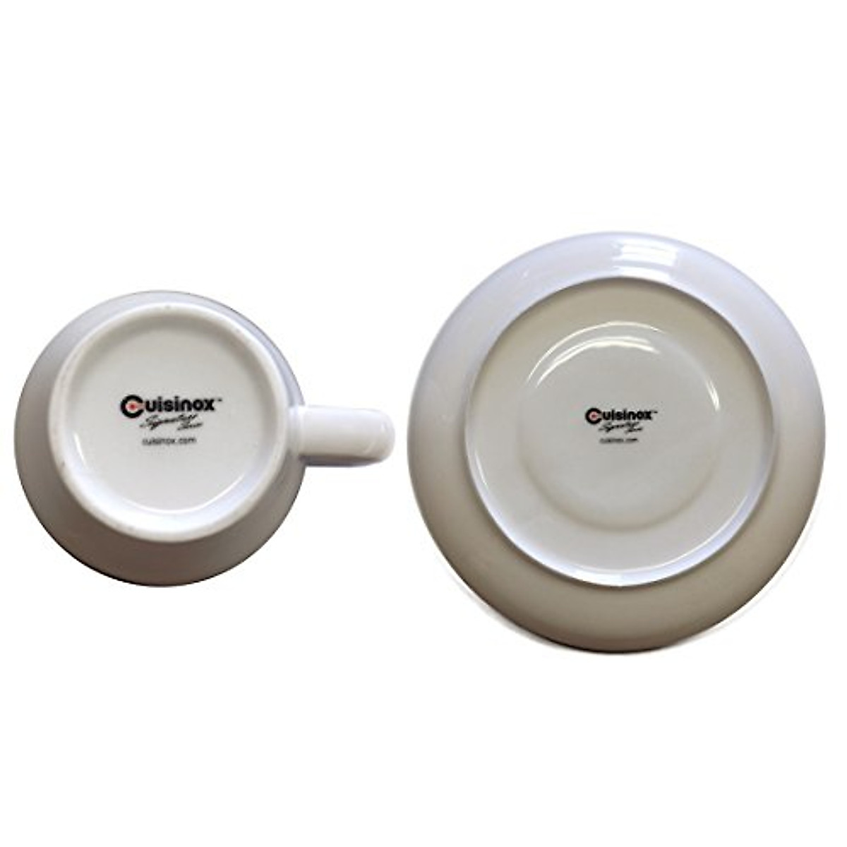 Cuisinox White Porcelain Espresso Cups and Saucers Set, 2 oz., Set of 6