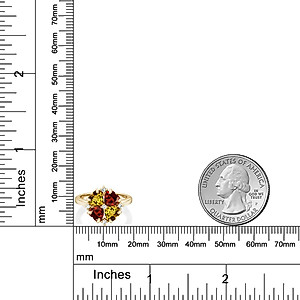 Gem Stone King 18K Yellow Gold Plated Silver Yellow Citrine and Red Garnet Ring For Women (2.10 Cttw, Heart Shape 5MM, Gemstone November Birthstone, Size 9)