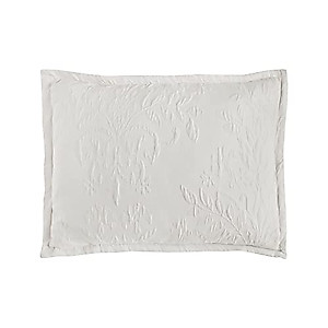 Laura Ashley Home- Queen Duvet Cover Set, Cotton Reversible Bedding with Matching Sham(s), Farmhouse Home Décor (Rowland Matelasse White, Queen)