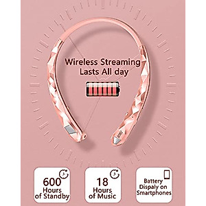 Yooken Bluetooth Headphones, Neckband Bluetooth Headset with Retractable Earbuds, CVC 8.0 Noise Cancelling Stereo Wireless Headphones with Mic for Running, Office Home, Video Conference (Rose)