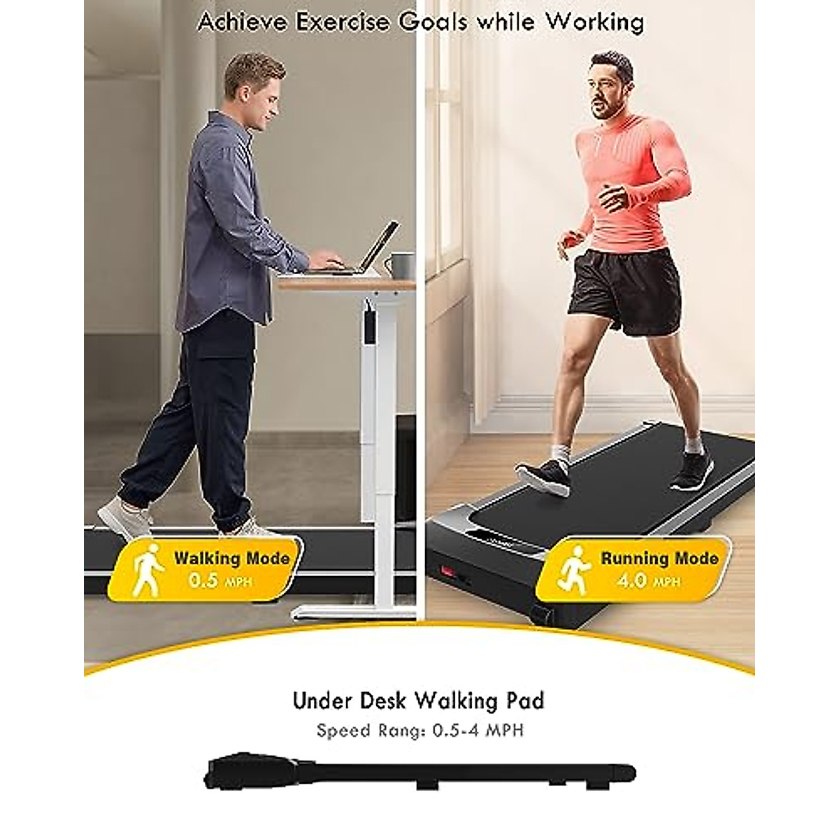 FLIMDER Under Desk Treadmill, Walking Pad for Home/Office, 2.5HP Portable Walking Treadmill, Electric Treadmill with Remote Control, 265 lbs Weight Capacity (Black)