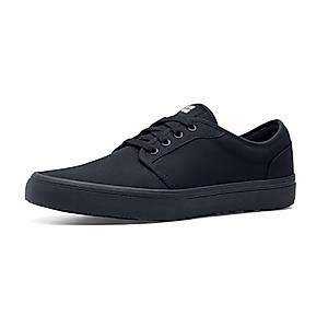 Shoes for Crews Merlin, Men's, Women's, Unisex Slip Resistant Canvas Work Shoes, Water Resistant, Black, Men's 6 / Women's 7.5