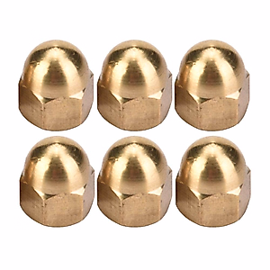 Brass Acorn Nut Kit Dome Head Hex Nuts Set Vehicle Fasteners M3- Fix Tires (M6, 20pcs)