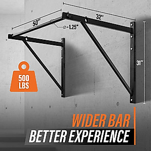 Yes4All Heavy Duty Wall Mounted Pull Up Bar – Multi-Grip Pull Ups / Pull Up Bar Ceiling Mount / Joist Mount for Home Gym