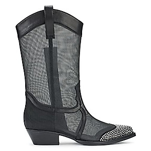 Karl Lagerfeld Paris Women's Lakota Western Boot Pump, Black, 9