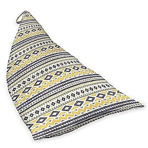 Ambesonne Retro Lounger Chair Bag, Wavy Stripes Triangles Dots Rhombuses and Squares Pattern in Tribal Geometric Design, High Capacity Storage with Handle Container, Lounger Size, Multicolor