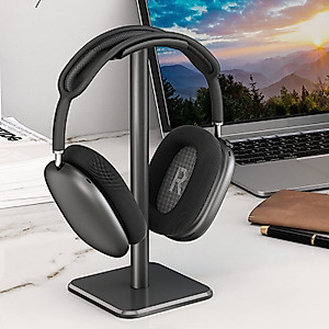 Cuifati Headphone Stand, Aluminum Desktop Headset Stand, Headset Earphone Holder with Solid Base TPU Tray, for AirPods Max for Beats for Bose for HyperX, Easy to Install (Black)