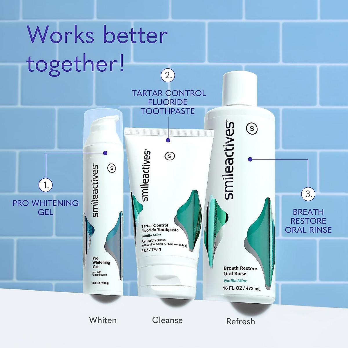 Smileactives Teeth Whitening Gel for Toothpaste with Clinical-Grade Hydrogen Peroxide, Tooth Stain Remover for White Teeth, Dentist Quality Pro Whitening Gel to Remove Stains, 90 Day, 3.8 oz Bottle