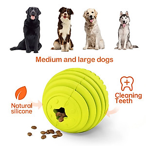 LaRoo Dog Feeder Puzzle Toy Ball, Natural Rubber Dog Chew Toy Snack Dispenser, Bite Resistant Interactive Dog Toy Treat Dispensing Aggressive Chewers for Small Medium Large Dog (9cm Ball Green)