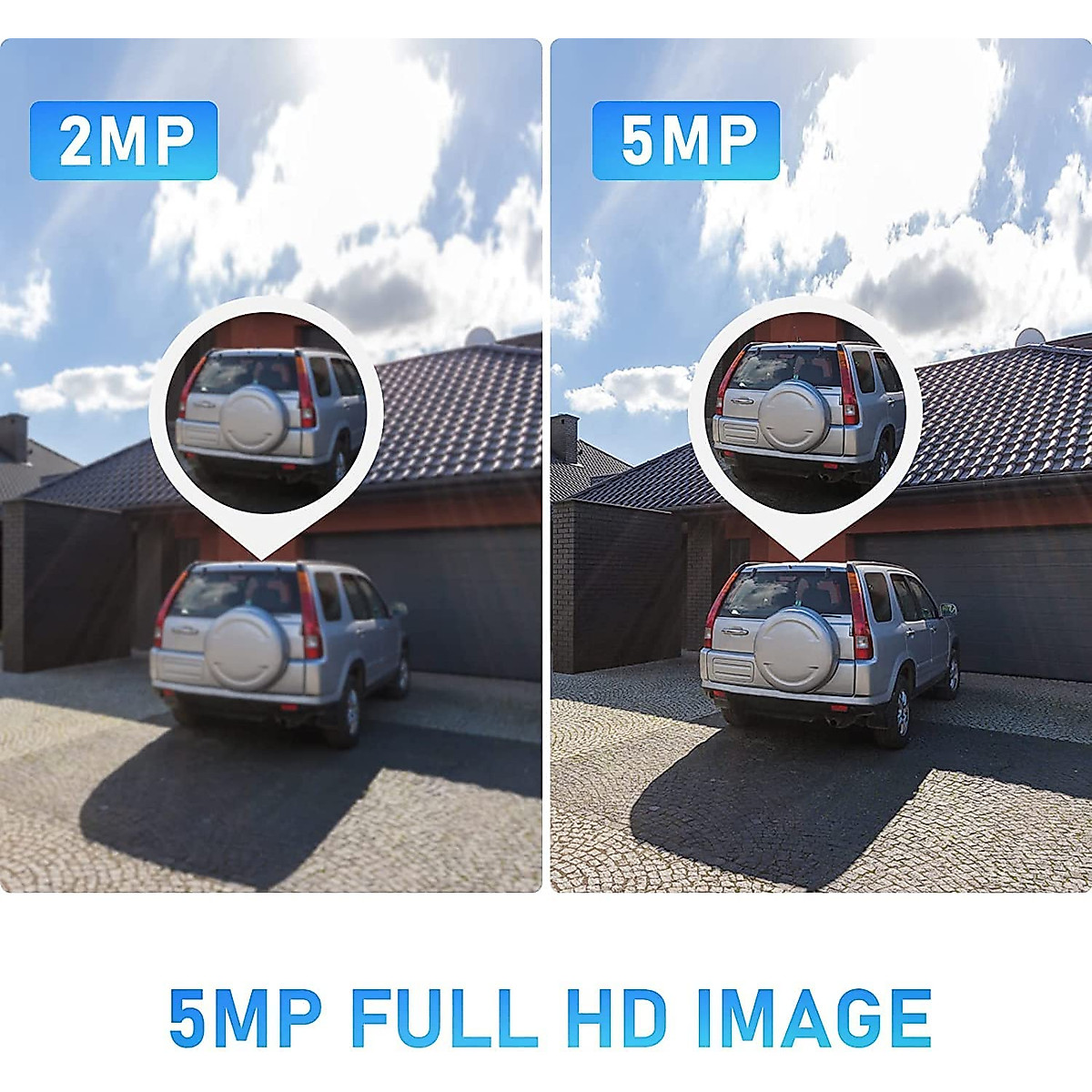 JideTech HD 5MP POE Camera Outdoor, 2592x1944P Bullet IP Security Camera with 2 Way Audio, Night Vision 65ft, Motion Detection, IP66 Waterproof, Support H.265+ Video Compression, 24/7 Recording