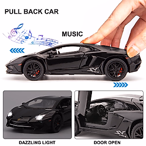 BDTCTK 1:32 LP750 Model Pull Back Car Toy car with Sound and Light for Kids Boy Girl, Metal Body, Door Opened, Yellow