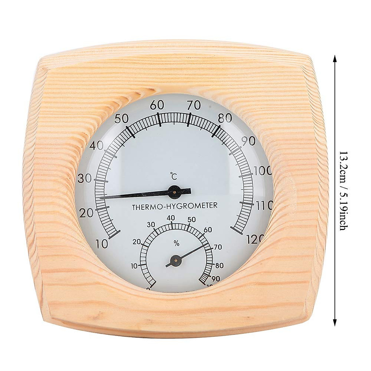 B18JPsF Wooden Sauna Thermometer,Sauna Room Hygrometer Thermometer Digital Sauna Temperature Meter Humidity Meter Used in Sauna Room, Bathroom, Hot Tubs Supplies etc