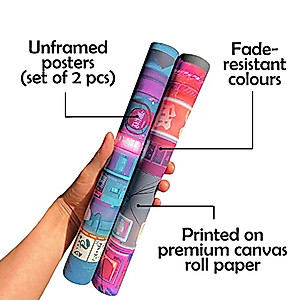 KOSHENIA Anime Poster Japanese Wall Art Set of 2 - Japan Print on Canvas Roll - Tokyo Neon Night City Scene Wall Decor Gift - Preppy Poster for Room Aesthetic UNFRAMED 11x14