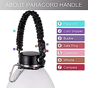 HAWSON Insulated Water Bottle 128oz with Straw Handle Lid Sport One Gallon Water Jug Stainless Steel Cold Water Bottles with Paracord Handle Wide Mouth Thermo Canteen Mug