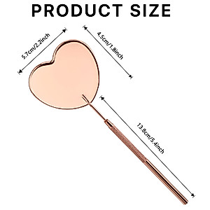 Miuffue 2.2inch Lovely Lash Mirror, Heart Shaped Detachable Stainless Steel Eyelash Mirror, Lash Mirror for Eyelash Extensions, Lash Extension Supplies and Tool for Lash Techs, Rose Gold