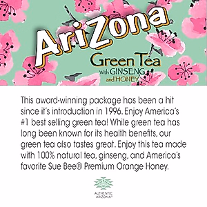 AriZona Green Tea with Ginseng and Honey - Big Can, 22 Fl Oz (Pack of 12)