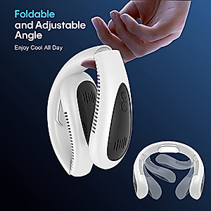 Neck Fan, 5000mAh LED Display Foldable Neck Fans Portable Rechargeable, with 3 Speeds Adjustment and Heat Sink Aluminum Sheet, Hands Free Personal Fan,USB Powered, Portable Neck Fan for Travel Outdoor