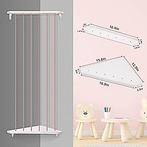 Telihel Stuffed Animal Storage Wood Soft Toy Shelf with Adjustable Length Large Corner Plush Toys Holder for Nursery Play Room Bedroom Kid Room (White)