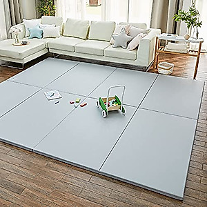 ALZIP MAT Eco Color Folder Urban, Folding Baby Play Mat Eco-Friendly Non-Toxic Non-Slip Reversible Waterproof (G (79x55 inch), Grey)