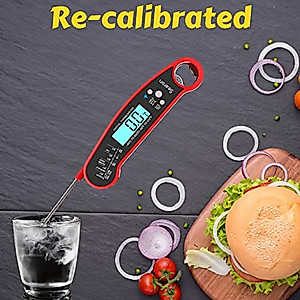 Searon Meat Thermometer for Cooking - FT002R Instant Read Food Thermometer for Kitchen BBQ Grilling Smoker Baking Turkey. (Red + Black)