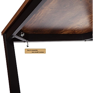 IRONCK Computer Desk, 47" Office Desk with 0.7" Thicker Tabletop, 1.6" Sturdy Metal Frame, Simple Study Table, Industrial Style Writing Study Table for Home Office