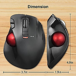ELECOM EX-G Trackball Mouse, 2.4GHz USB Wireless, Ergonomic Design, Thumb Control, Smooth Precise Tracking Roller Ball, 6 Programmable Buttons, Tilt Scroll, Computer Mice for Laptop PC, Windows & Mac
