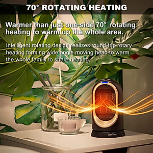 BUSYPIGGY Portable Electric Space Heater, 600W ETL Certified Ceramic Personal Foot Heater, Desk heater,Oscillating Heater with Tip-Over and Overheat Auto Shut Off, Heaters For Indoor Space Use (Gold)