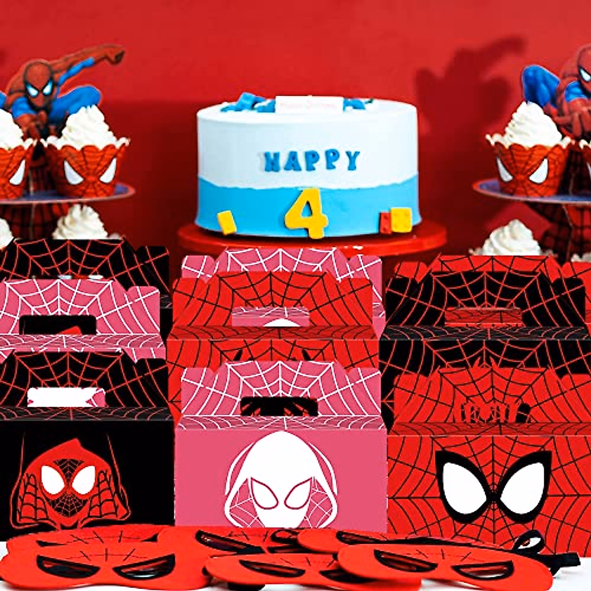 Yizeda 18 PCS Spider Birthday Party Favor Boxes Spider Hero Party Candy Gift Boxes Miles Morales Goodie Boxes for Spider Themed Birthday Party Decorations