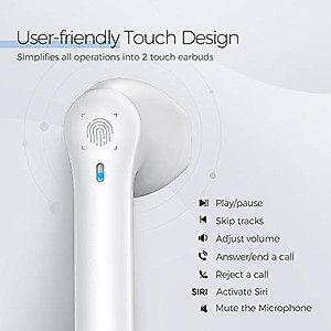 Wireless Earbuds, Bluetooth Earbuds in Ear w/Wireless Charging Case/USB-C, Wireless Earphones Hi-Fi Sound, Bluetooth 5.0 Headphones w/Microphone, Touch Control/25H/IPX7 for Sports/Work/3 Modes