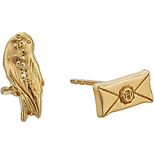 Alex and Ani Women's Harry Potter Owl Post Earrings, 14kt Gold Plated, One Size