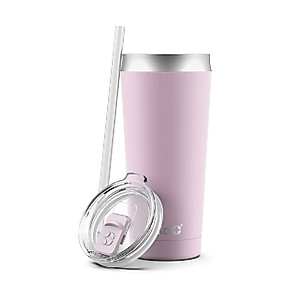 Ello Beacon Vacuum Insulated Stainless Steel Tumbler with Optional Straw, 24 oz, Cashmere Pink