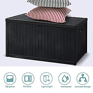 SUNVIVI OUTDOOR Patio Storage Deck Box, 120 Gallon Outdoor Deck Boxes with Handles Water-Resistant Storage Box Container for Outdoor Pillows/Cushions, Garden Tools and Pool Toys