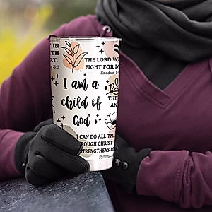 HOMISBES Christian Gifts for Women - Stainless Steel I Am a Child of God Tumbler Cup 20oz - Christian Faith Jesus God Bible Verse Religious Gifts