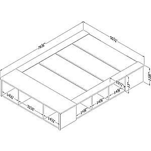 South Shore Flexible Platform Bed with Storage and Baskets, Full, Pure White