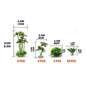 BEGONDIS Artificial Green Water Plants Flower Set 18 Pcs, Fish Tank Aquarium Decorations, Made of Soft Plastic