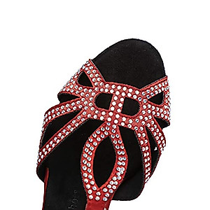 Pierides Women's Rhinestone Ballroom Dance Shoes Latin Salsa Performance Wedding Dance Shoes,2" Heel,6.5 US