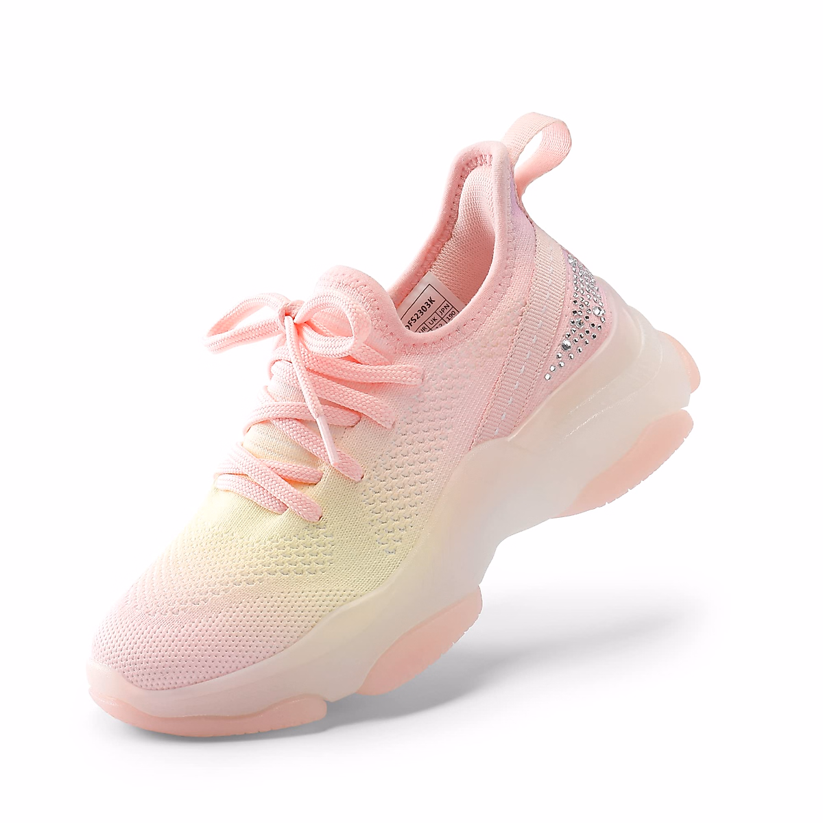 DREAM PAIRS Girls Slip-On Sneakers Kids Sparkle Pop Lightweight Jelly Sole Walking Shoes,Size 2 Little Kid,Rainbow//Pink,SDFS2303K