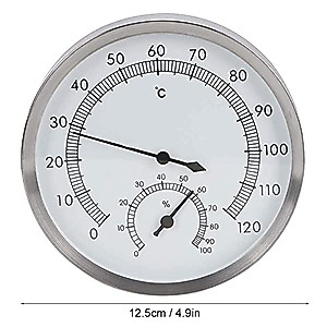 Aqur2020 Stainless Steel Sauna Room Thermometer Hygrometer Steam Room Thermometer with Easy-to-Read Scale ThermoHygrometer Sauna Room Accessories