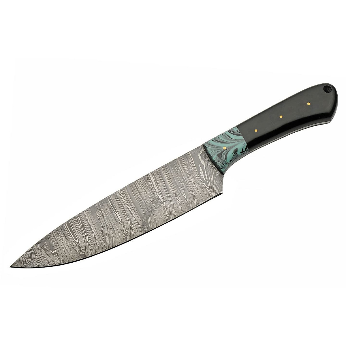 Damascus Steel Horn & Resin Handle 12.50" Hunting Knife