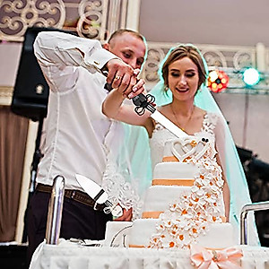 Mr&Mrs Rustic Wedding Cake Knife and Server Set Mr and Mrs Cake Cutting Set for Wedding Gift,Birthday Gift,Bridal Shower Gift,Engagement Gift (wood heart)