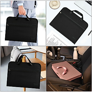 Sooez Heavy Duty Accordian File Organizer with Hidden Handle, 13 Pocket Expanding File Folder with Zipper & Labels, Portable Cloth Document Organizer Accordion File Keeper for Letter Size / A4 Paper