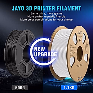 JAYO PLA 3D Printer Filament, 1.75mm PLA Printing Material Dimensional Accuracy+/- 0.02mm, 1.1KG Spool Consumables Fit for FDM 3D Printers, PLA Black