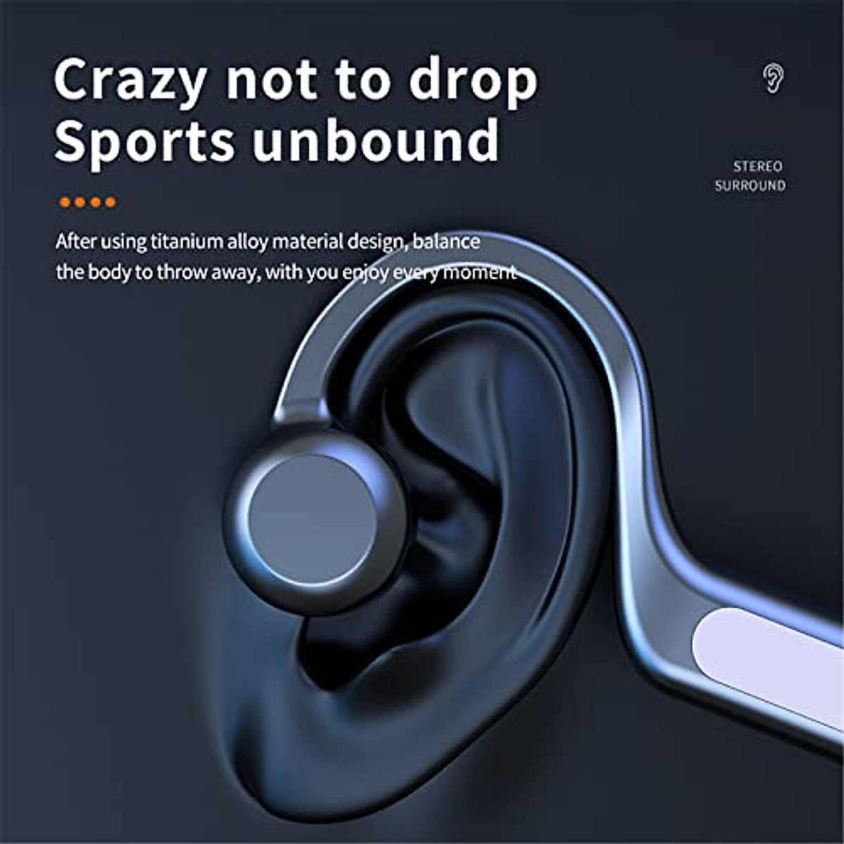 Onlyliua Wireless Bluetooth Headset, B𝚘ne Conduction Waterproof Headphones, LED Power Digital Display, Hi-fi Stereo Sound, Low Latency, Active Noise Reduction, for Sport Gaming