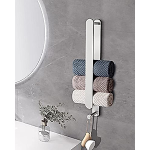 LIVEHITOP Bathroom Towel Bar, Self Adhesive Wall Mounted Hand Towel Holders No Drilling SUS304 Stainless Steel for Face Small Towels (Silver, 1)