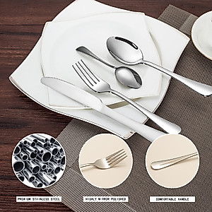 LOUVI Stainless Steel 12-Pack Table Dinner Forks Set, Top Food Grade Stainless Steel Silverware Forks,Mirror Finish & Dishwasher Safe,Use for Home,Kitchen or Restaurant,(Silver 8 Inches)